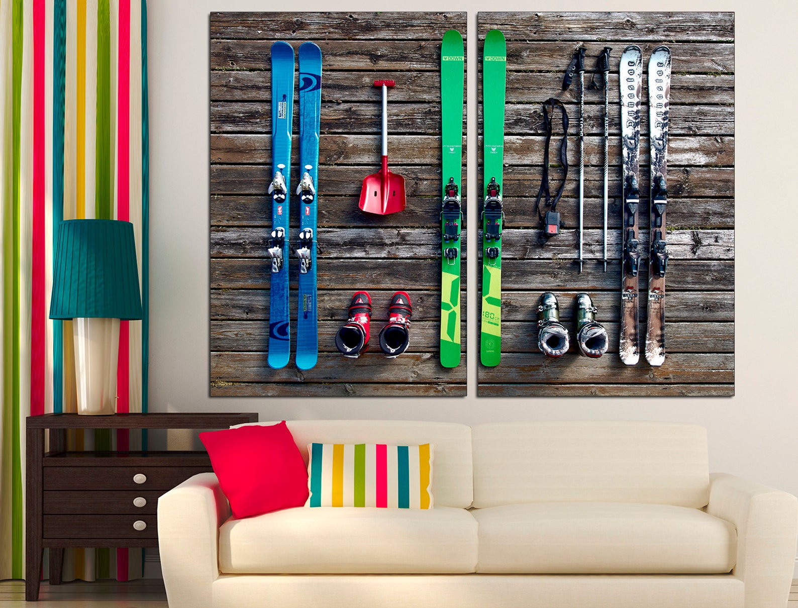 Ski Wall Art Extra Large Wall Art Winter Wall Decor Triptych - Etsy