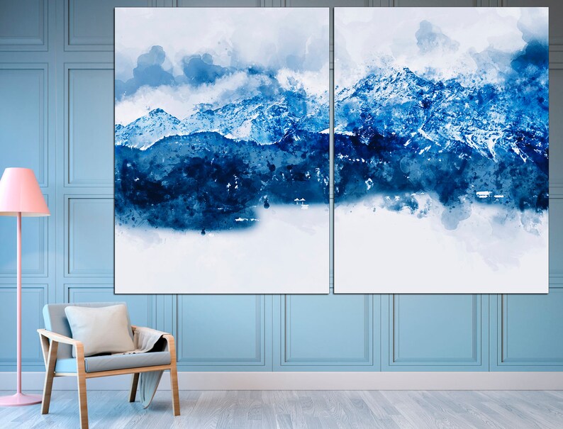 Blue Abstract Art Abstract Mountain Abstract Wall Art Mountain - Etsy