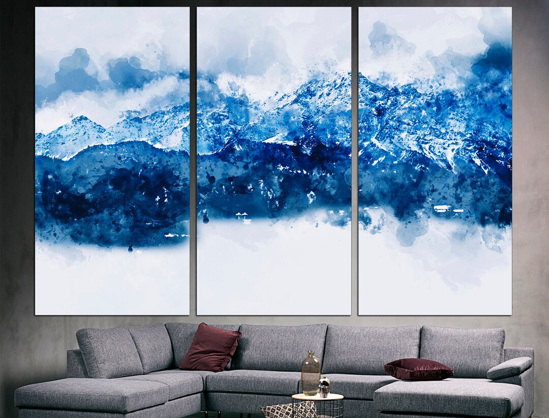 Blue Abstract Art Abstract Mountain Abstract Wall Art - Etsy