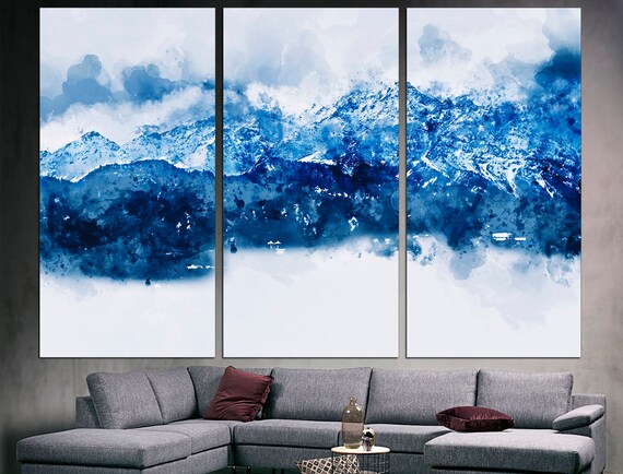 Blue Abstract Art Abstract Mountain Abstract Wall Art Mountain - Etsy