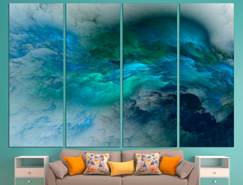 Turquoise Abstract Turquoise Wall Art Abstract Print Large - Etsy