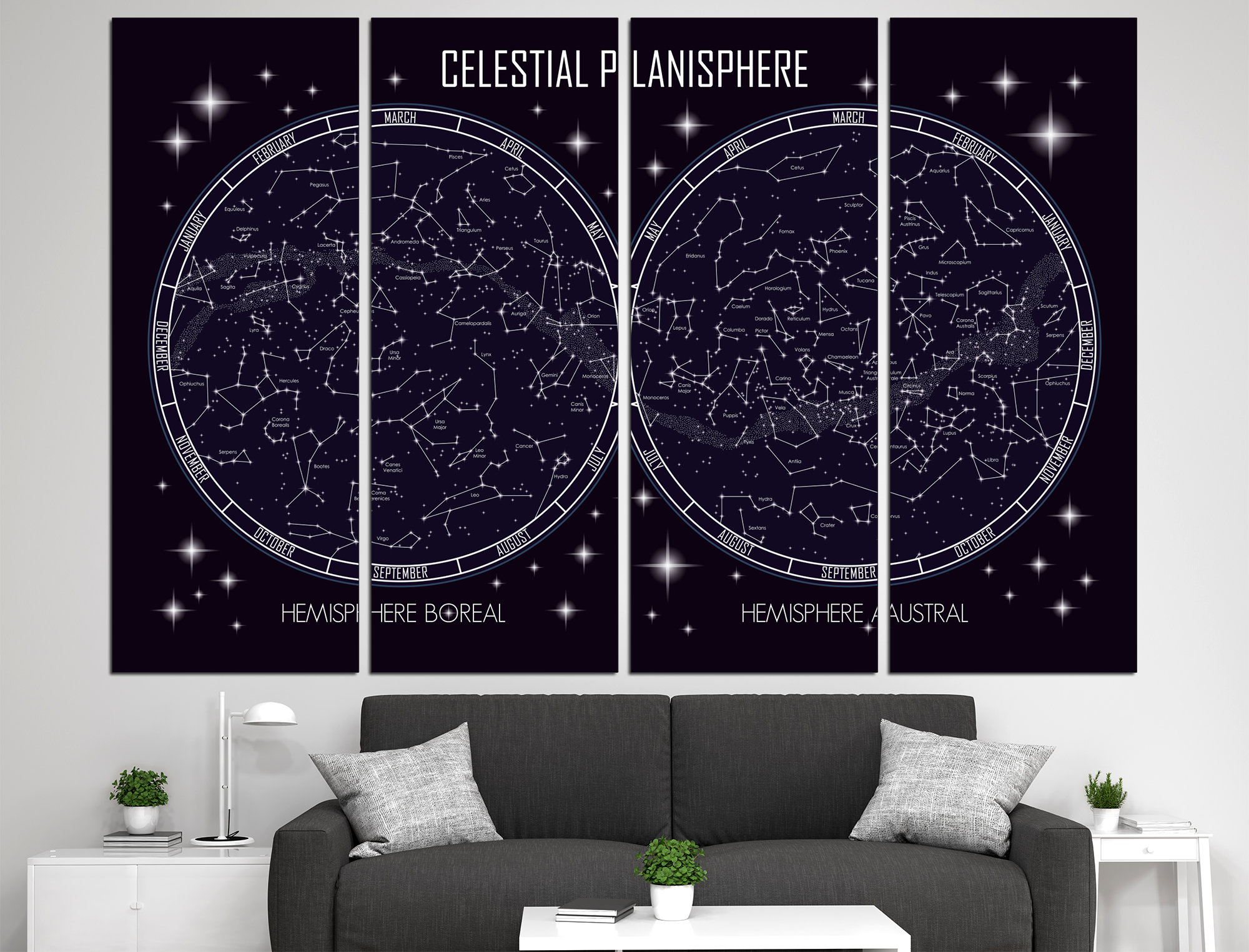 Constellation map Star map print Star map framed Constellation | Etsy