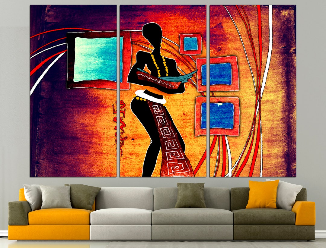 African Home Decor Large Canvas Art African Canvas Colorful African Art
