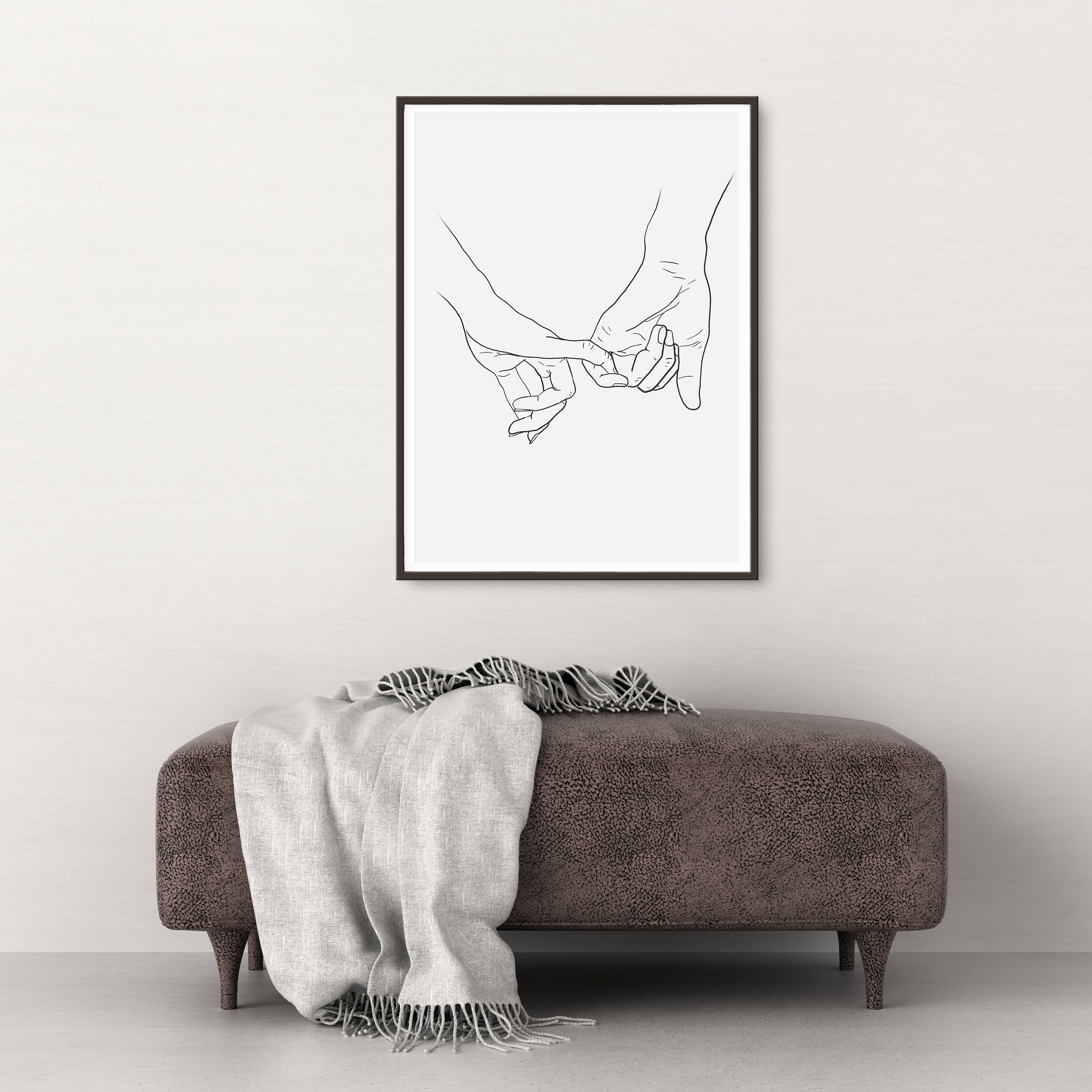Hands Line Art Print, Pinky Swear Drawing Art, Valentine's Day Gift ...
