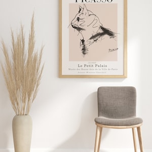 Picasso Exhibition Poster, Cat Line Drawing, Pablo Picasso Cat Sketch ...