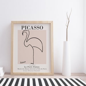 Picasso - Flamingo Line Drawing, Neutral Wall Art, Pablo Picasso Sketch ...