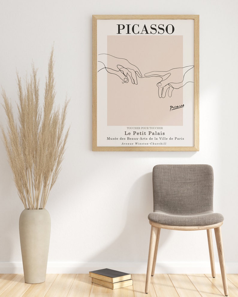 Picasso Manos tocándose, dibujo de líneas de manos, boceto de Pablo ...
