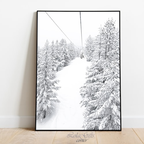 Ski Lift Print Ski Poster Nordic Art Mountain Print Snowboard - Etsy