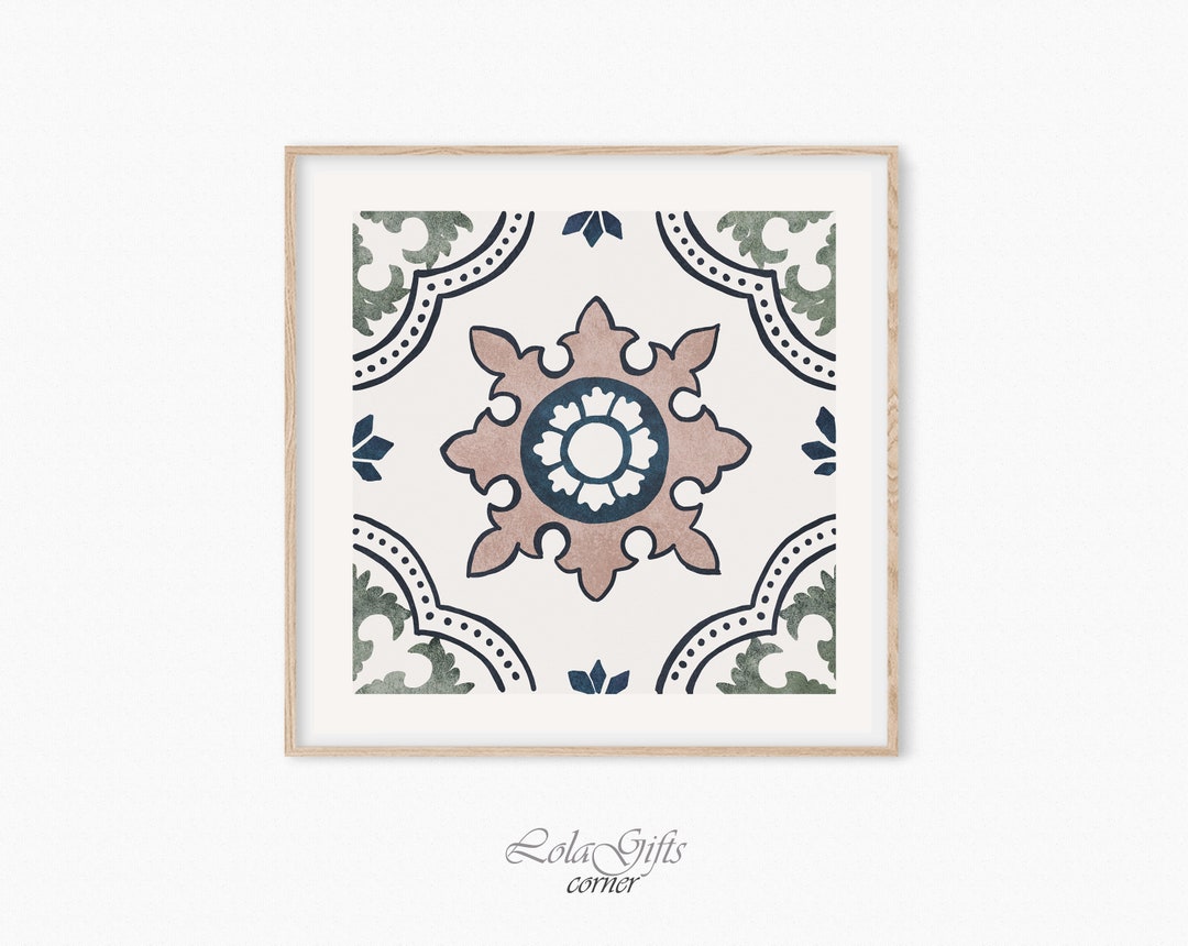 Azulejo Wall Art, Portugal Tile Print, Painting Tile Print, Square ...