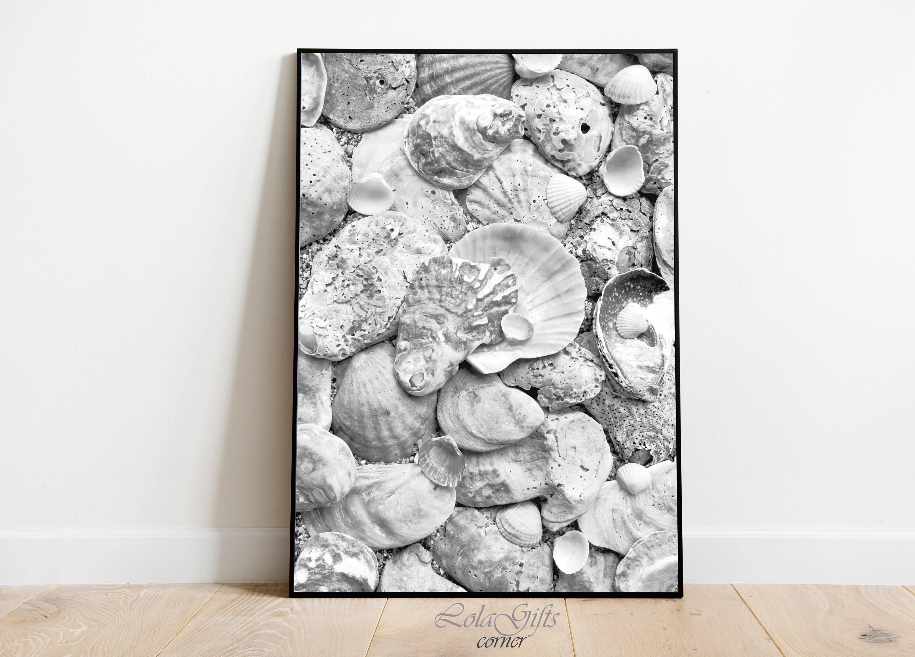 Seashells Print, Black White Photography,coastal Art Print,bathroom ...