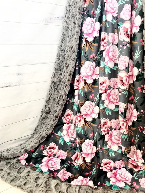 Lush Floral Designer Minky Luxe Blanket | Etsy