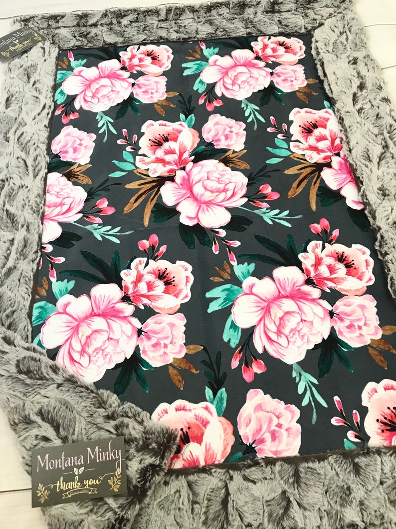 Lush Floral Designer Minky Luxe Blanket - Etsy