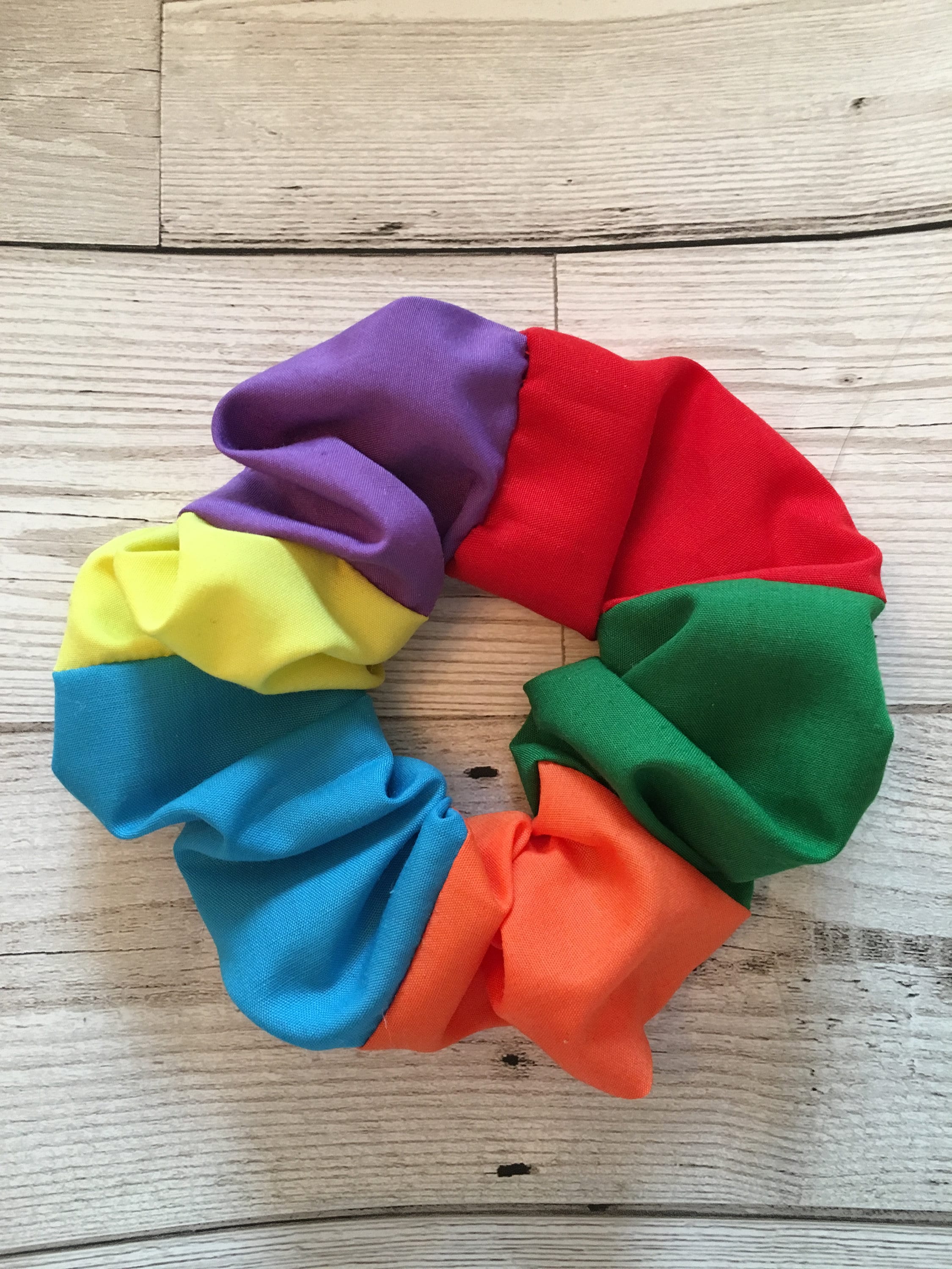 Rainbow large scrunchie over sized 6 colour bobble MADE TO | Etsy