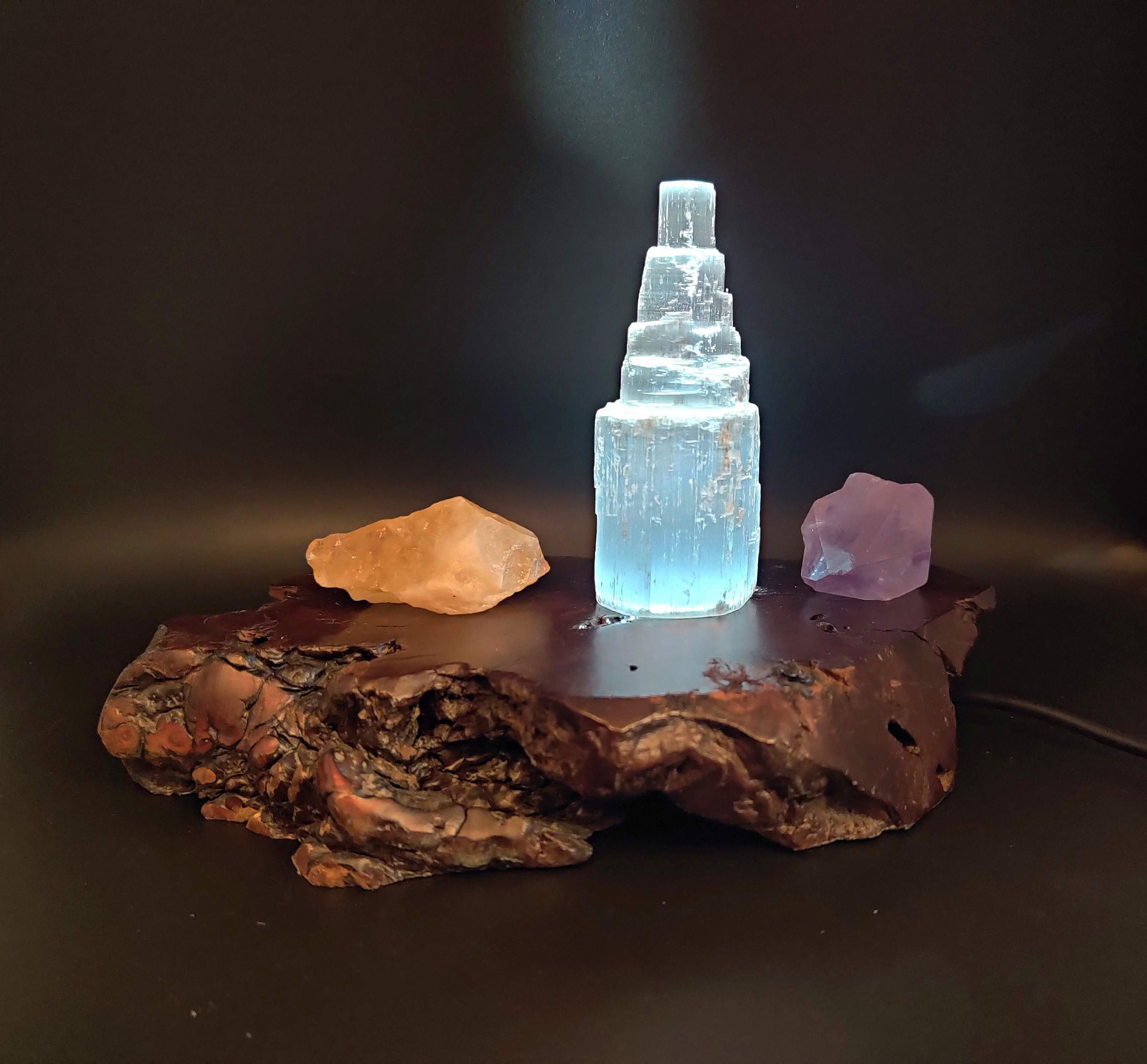 Handmade Natural Dark Wood Crystal Light Crystals Included - Etsy