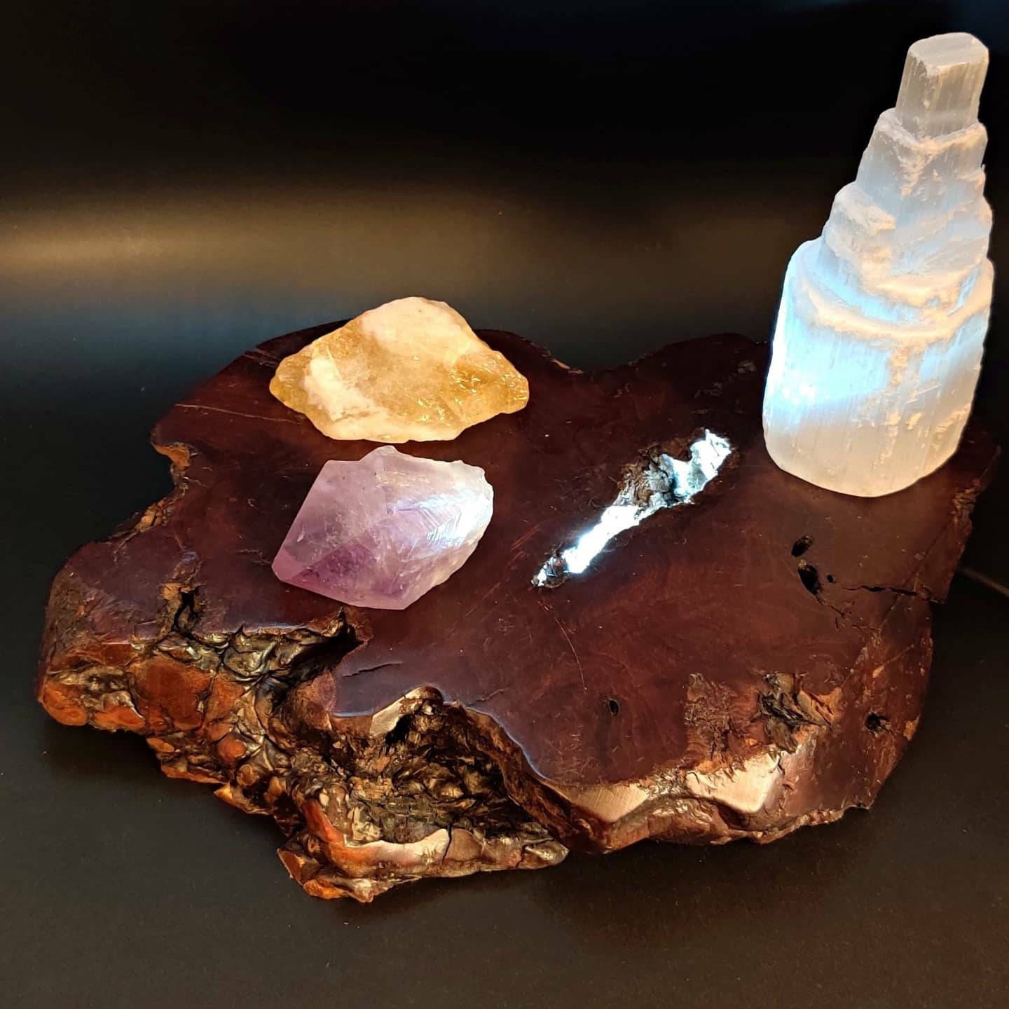 Handmade Natural Dark Wood Crystal Light Crystals Included - Etsy