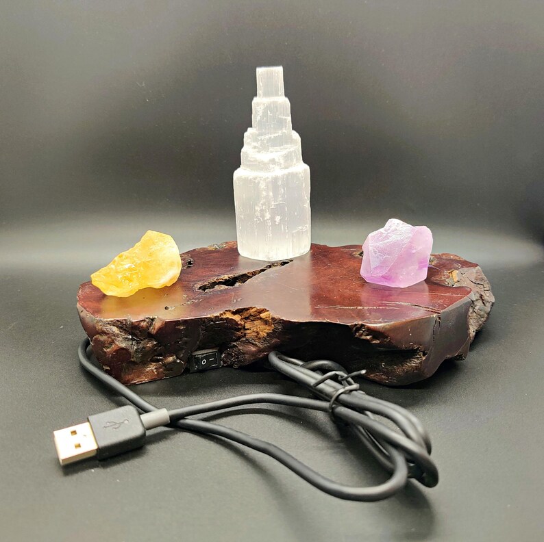 Handmade Natural Dark Wood Crystal Light Crystals Included - Etsy