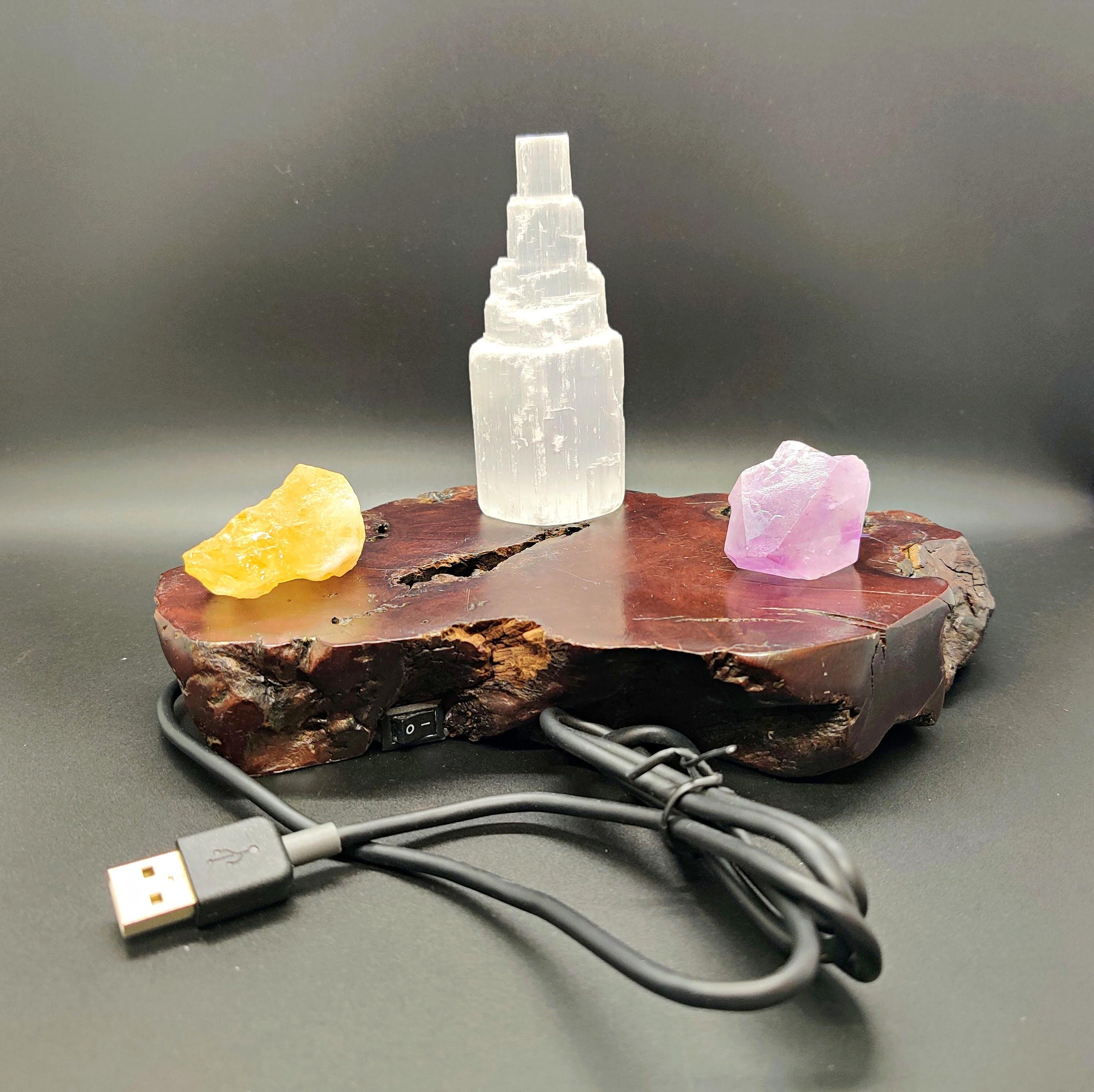 Handmade Natural Dark Wood Crystal Light Crystals Included - Etsy