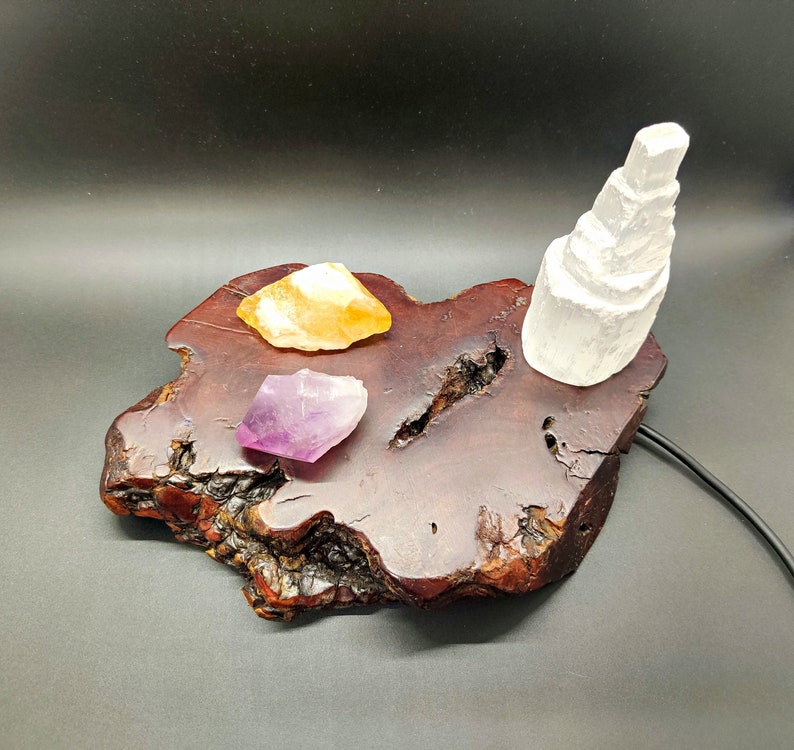 Handmade Natural Dark Wood Crystal Light Crystals Included - Etsy