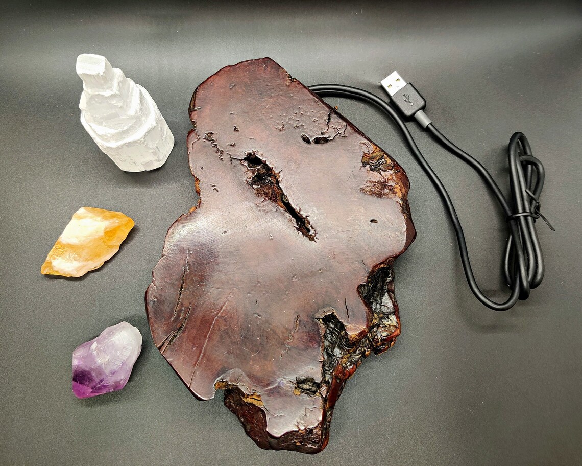 Handmade Natural Dark Wood Crystal Light Crystals Included - Etsy