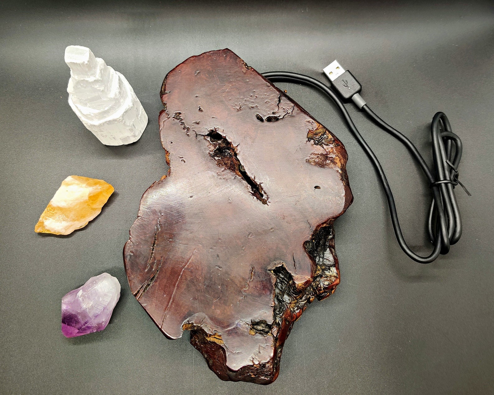 Handmade Natural Dark Wood Crystal Light Crystals Included - Etsy