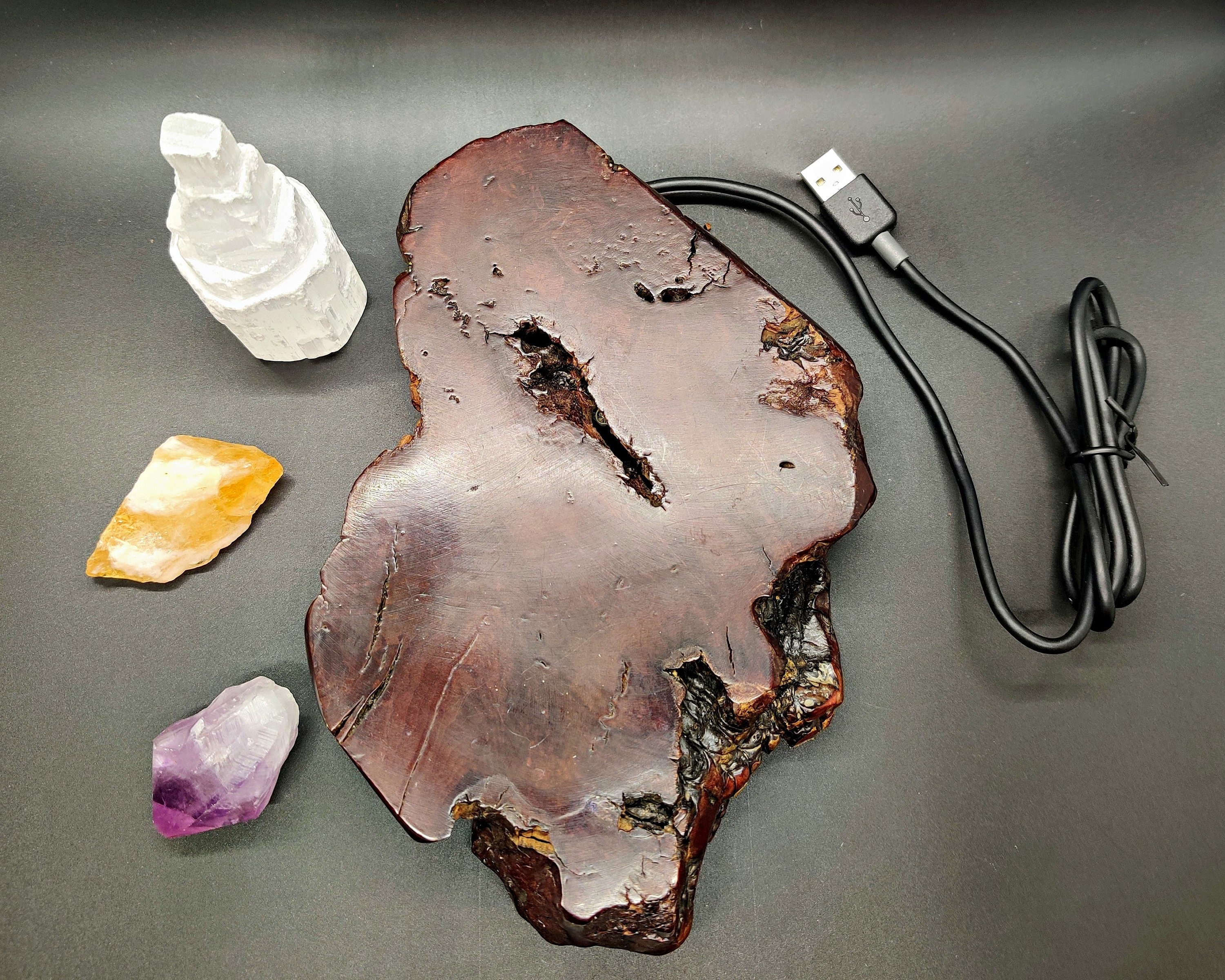 Handmade Natural Dark Wood Crystal Light Crystals Included - Etsy