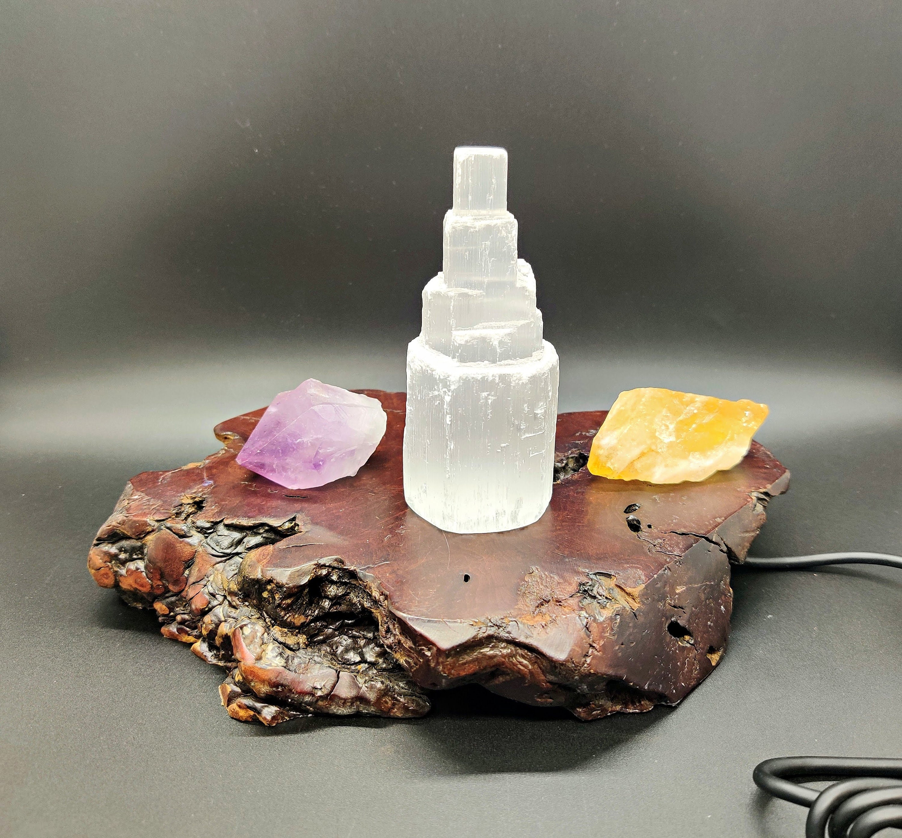 Handmade Natural Dark Wood Crystal Light Crystals Included - Etsy