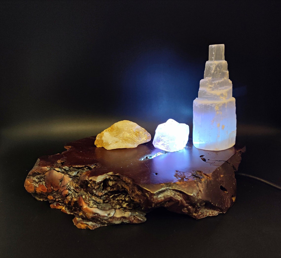 Handmade Natural Dark Wood Crystal Light Crystals Included - Etsy