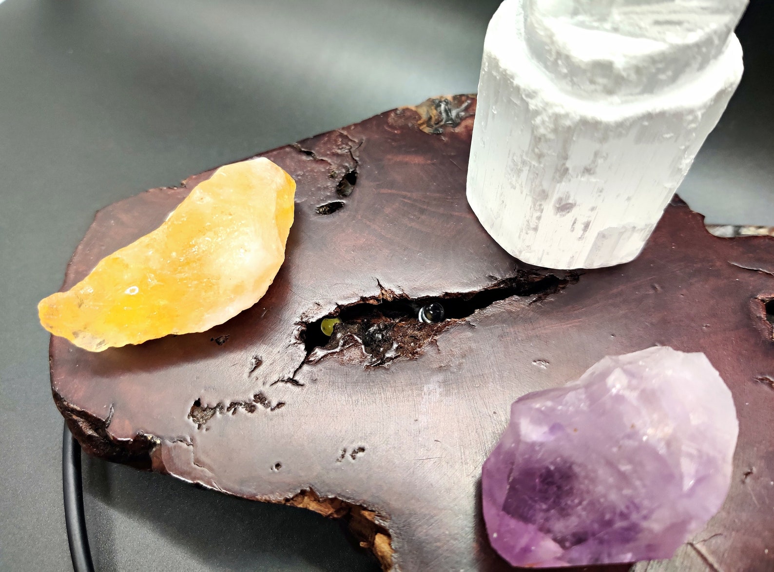 Handmade Natural Dark Wood Crystal Light Crystals Included - Etsy