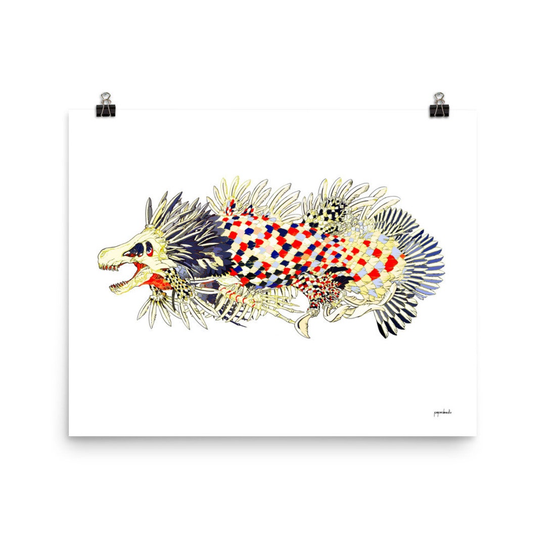 T. Coelacanth | Skeleton Print | Digital Art Print | Art Print ...
