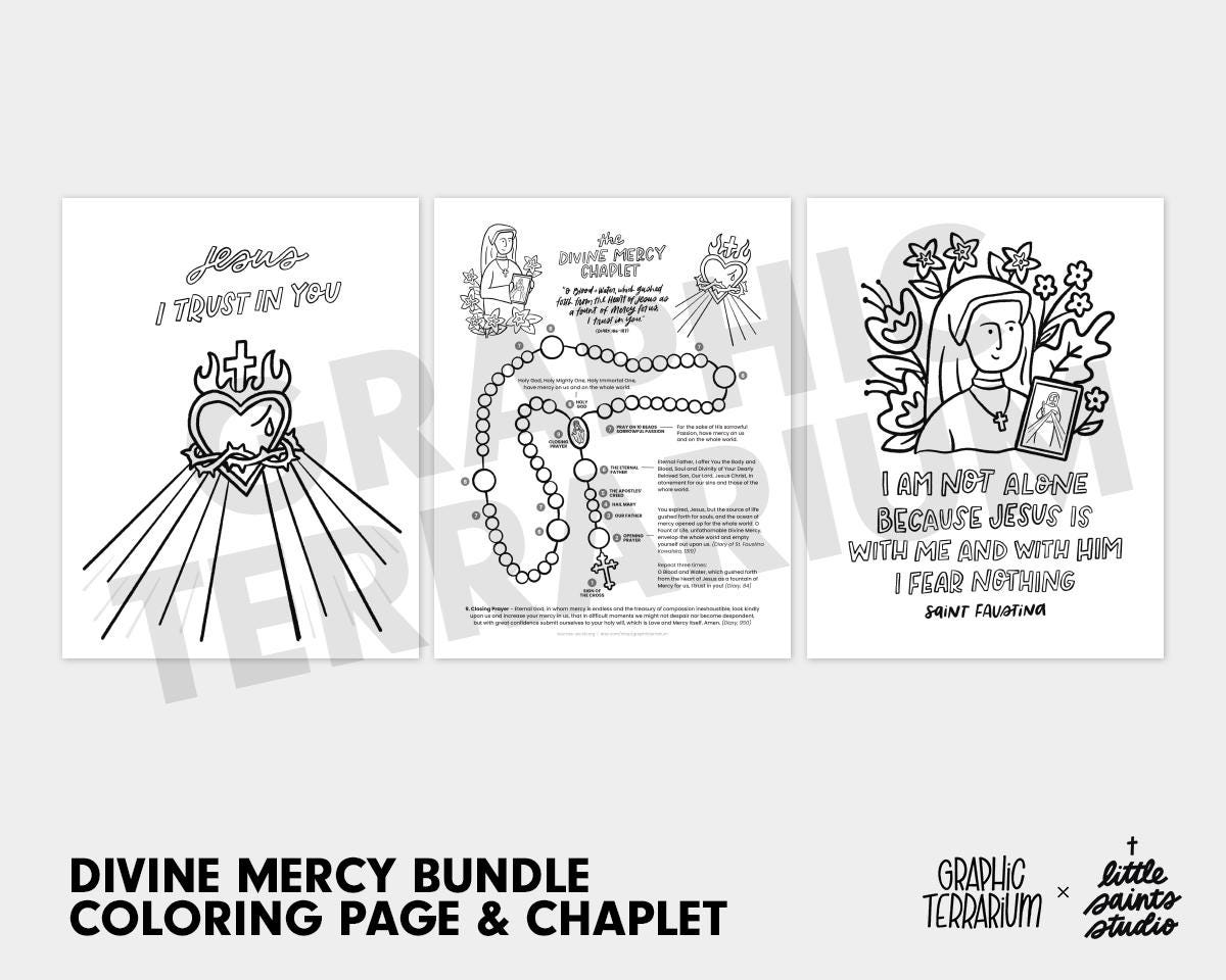 Divine Mercy Coloring Pages for Kids | St Faustina Quote + Divine Mercy ...