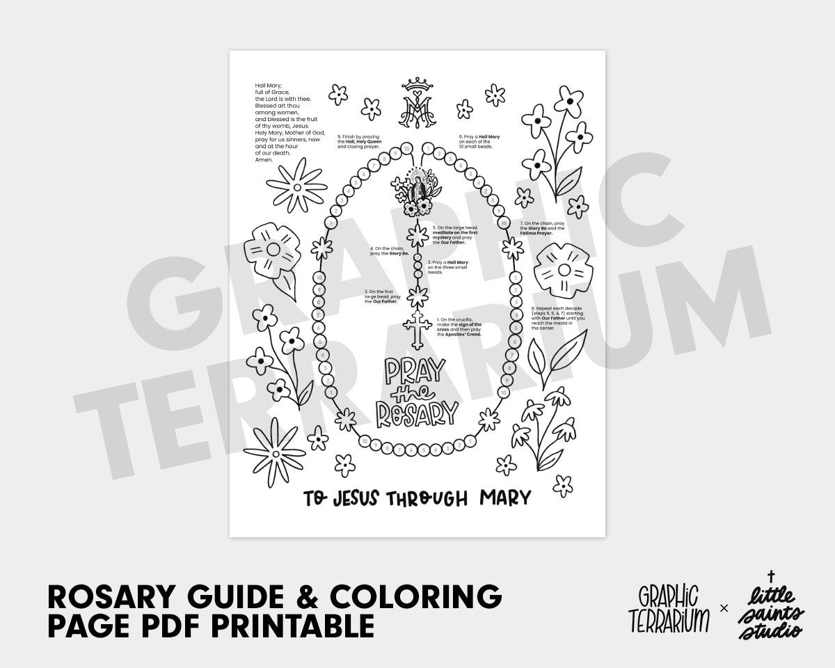 Rosary Coloring Page – Catholic Printable for Kids | Learn to Pray the ...