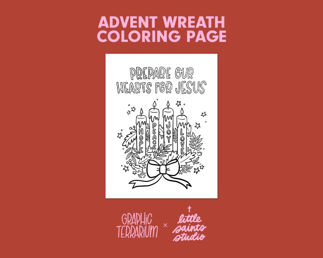 Advent Wreath Coloring Page – Catholic Printable – Hope Peace Joy Love ...
