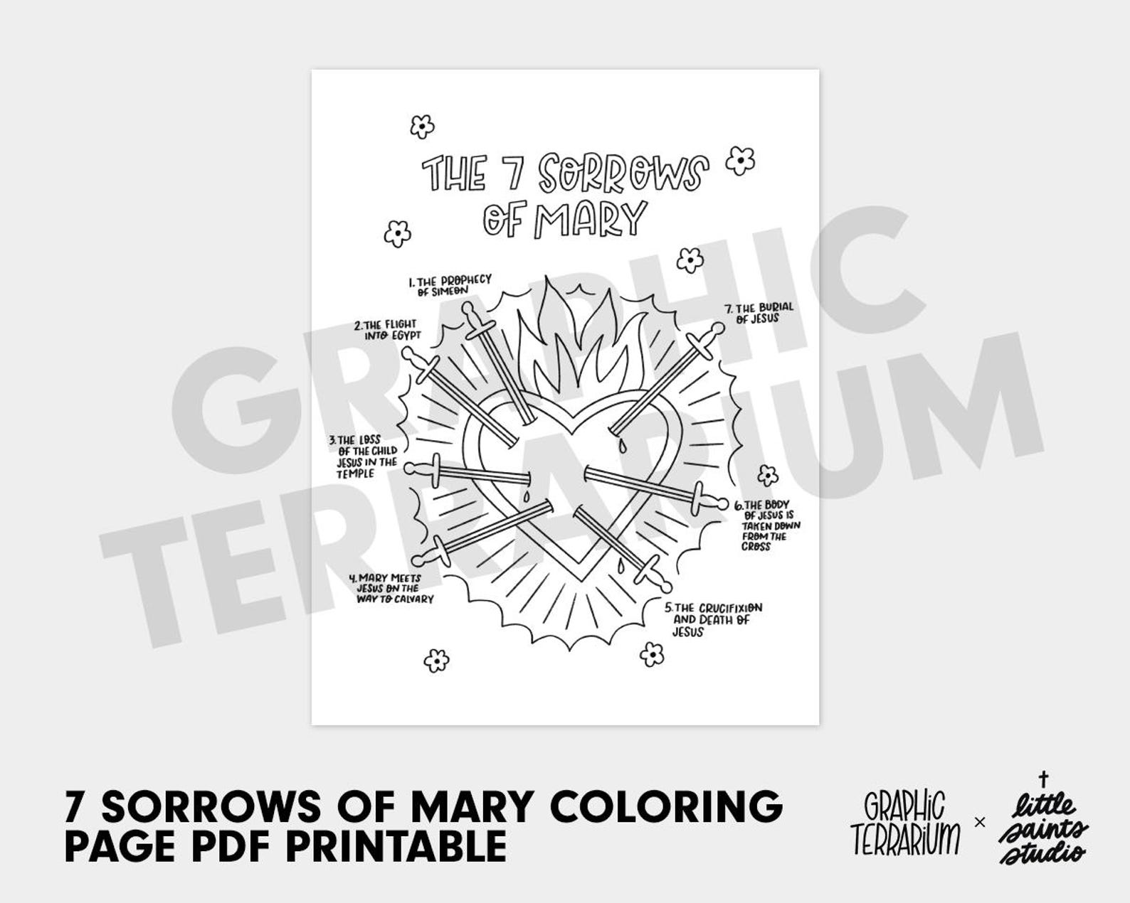 Seven Sorrows of Mary Coloring Page – Catholic Printable Devotion for ...