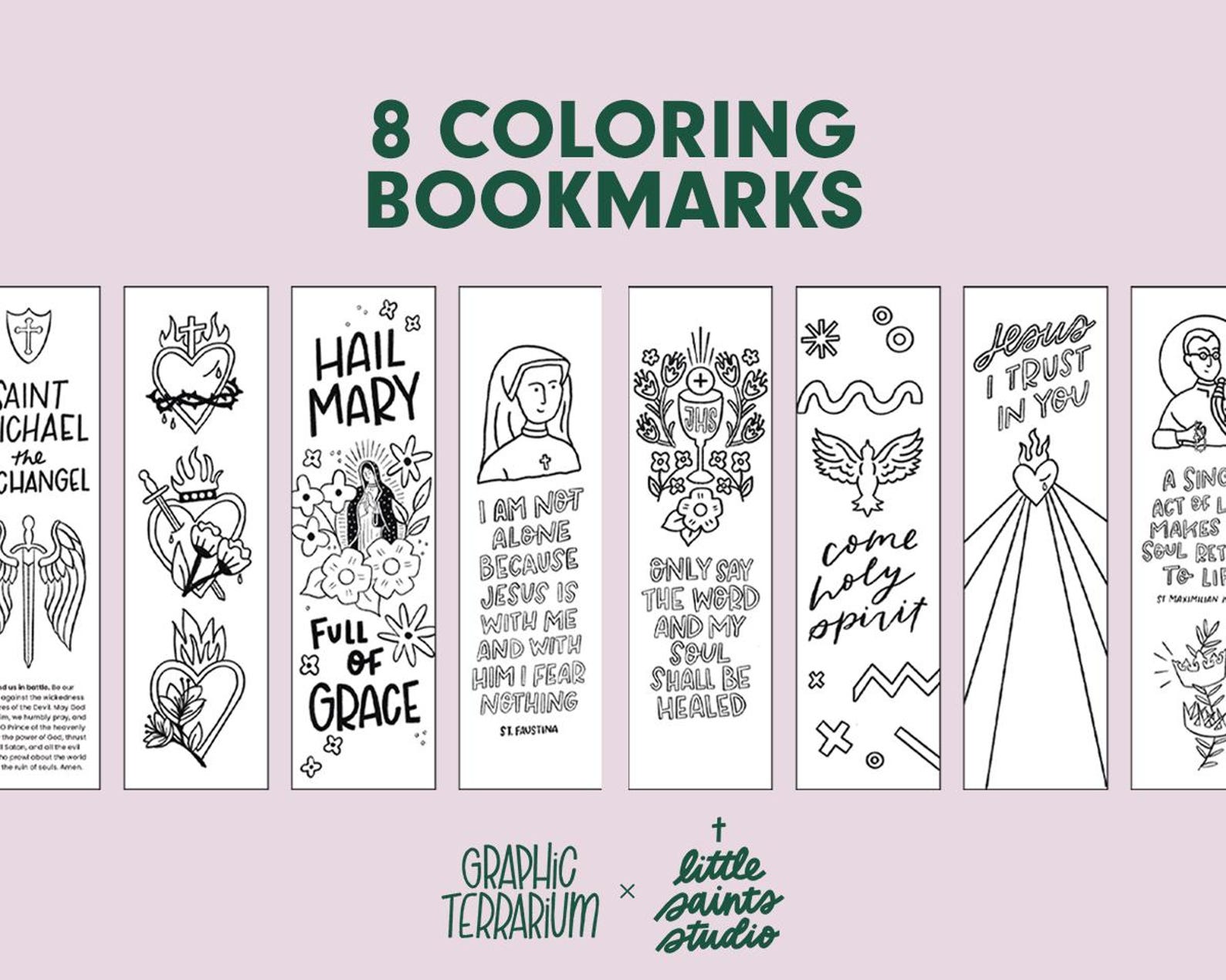 8 Catholic Coloring Bookmarks – Printable PDF for Kids | Saints ...