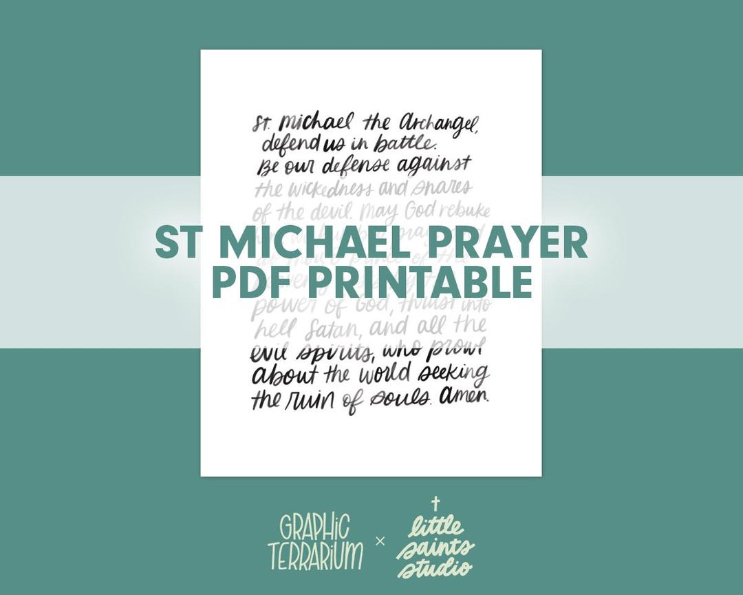 St. Michael Prayer Printable – Catholic Wall Art – Hand Lettered ...