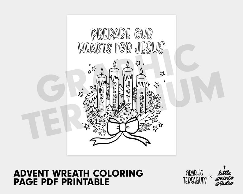 Advent Wreath Coloring Page – Catholic Printable – Hope Peace Joy Love ...