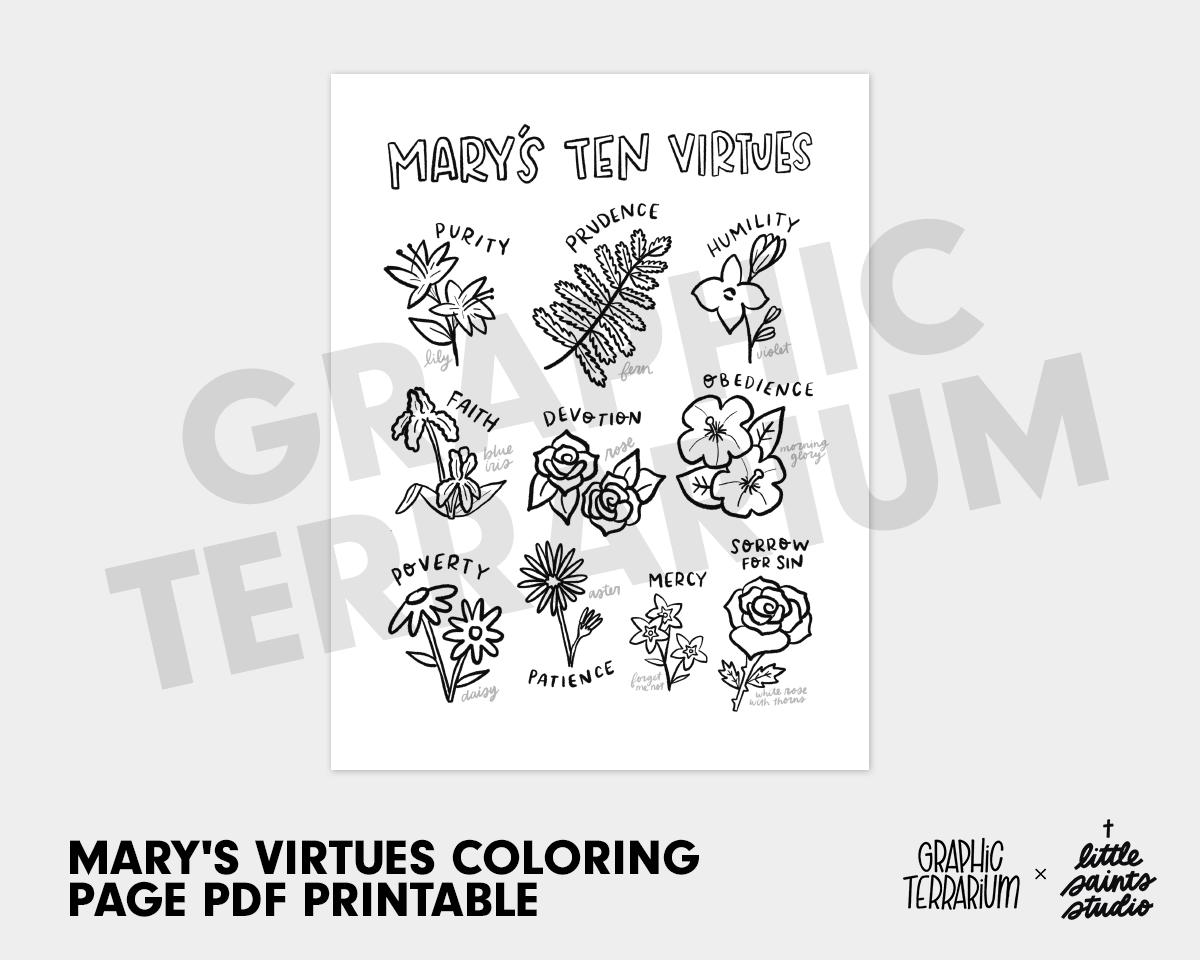 Marian Catholic Bundle – Printable Coloring Pages and Hail Mary Print ...