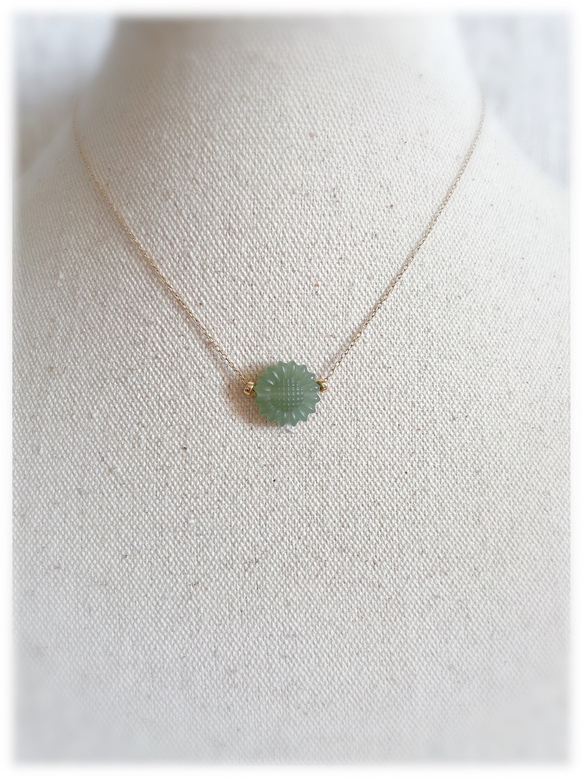Jade Necklace NJ211016 Dainty Sunflower Natural Hetian Jade - Etsy