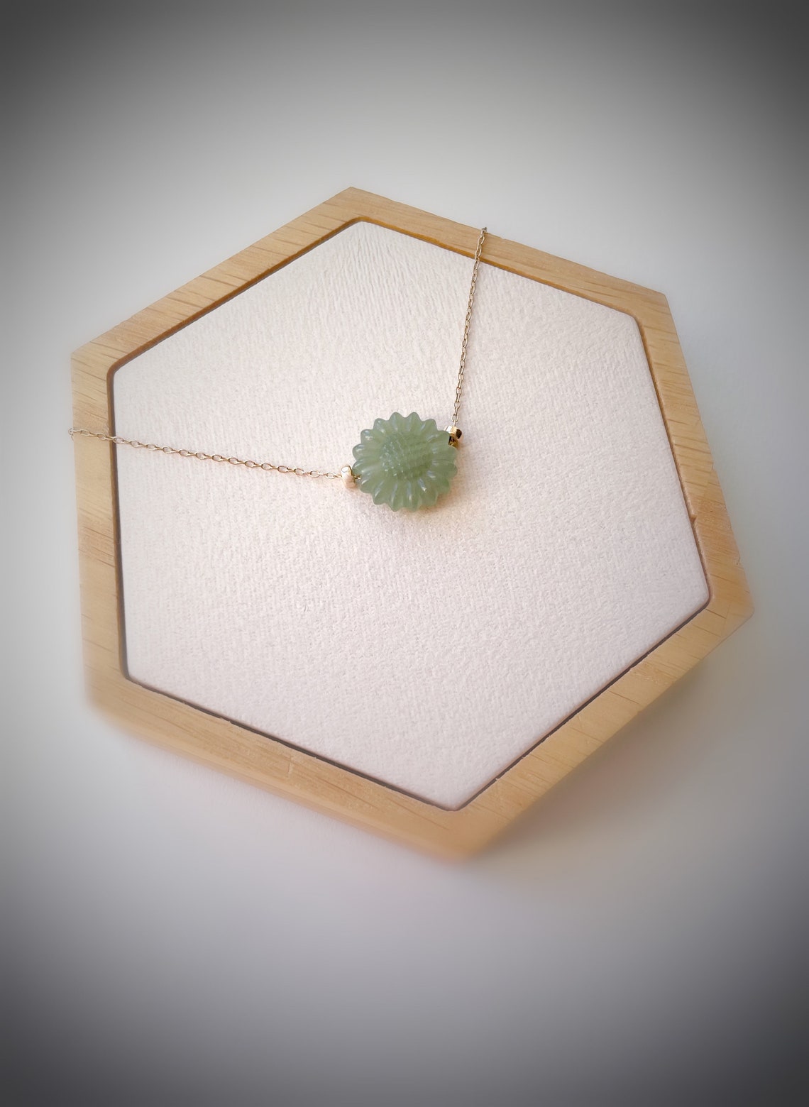 Jade Necklace NJ211016 Dainty Sunflower Natural Hetian Jade - Etsy