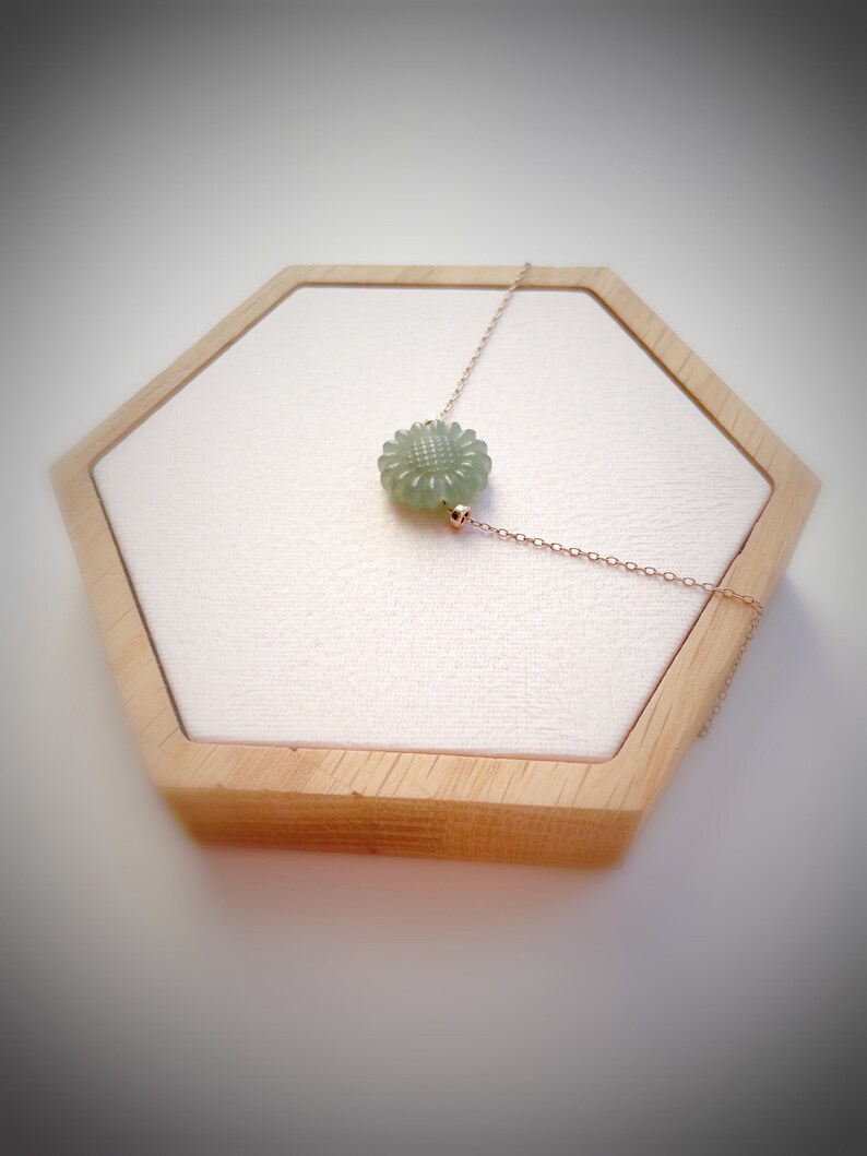 Jade Necklace NJ211016 Dainty Sunflower Natural Hetian Jade - Etsy