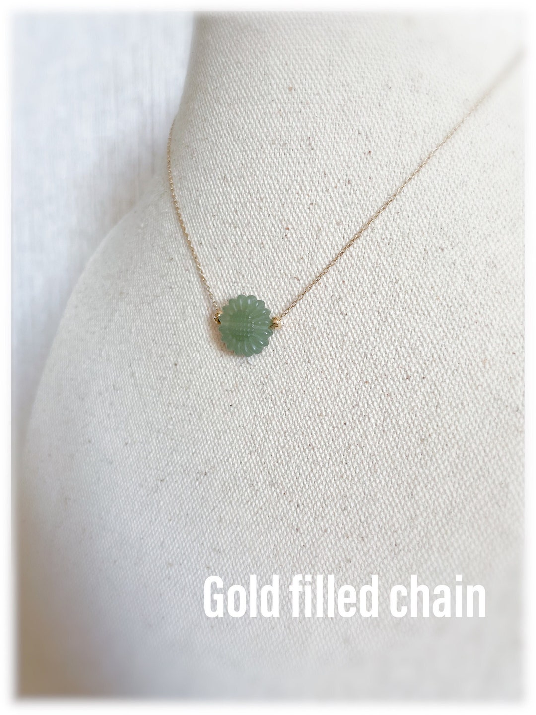 Jade Necklace NJ211016 Dainty Sunflower Natural Hetian Jade - Etsy