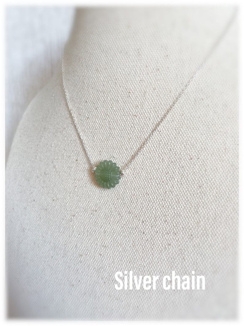 Jade Necklace NJ211016 Dainty Sunflower Natural Hetian Jade - Etsy