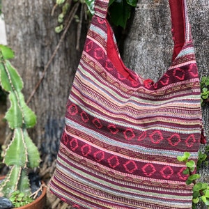 Dark Red/mixed/crossbody Bag /boho Bag /hippie Bag/ Casual Bag /hobo ...