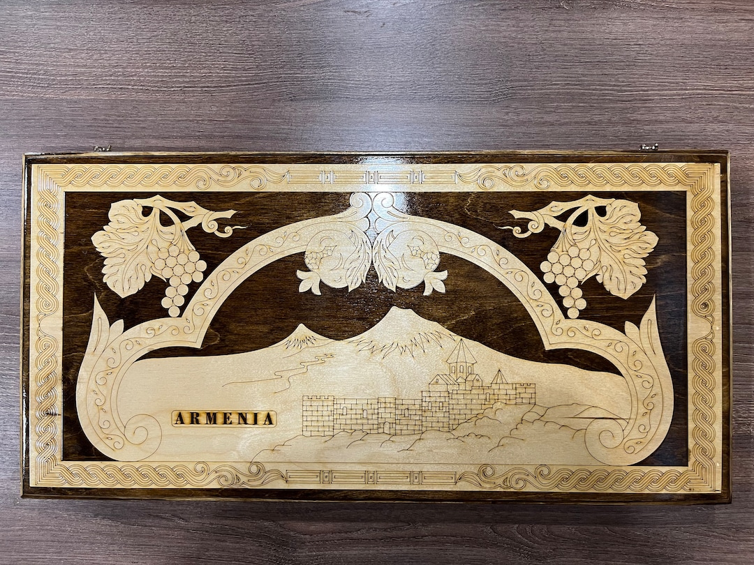 Wooden BACKGAMMON SET, Armenian Nardi,personalized Board Game, Carved ...