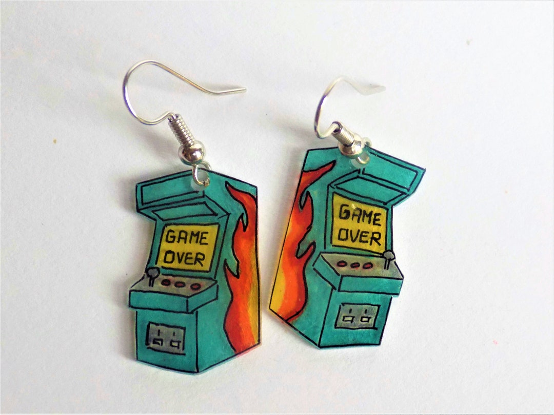 Handmade Turquoise Arcade Game Earrings: Retro 80s Gamer Jewellery - Etsy