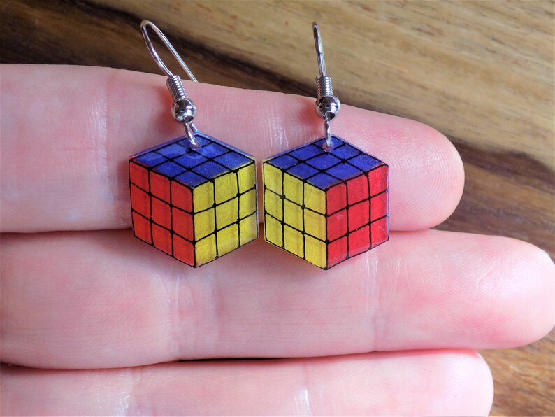 Rubik's Cube Earrings: 80s Retro Quirky Jewellery - Etsy