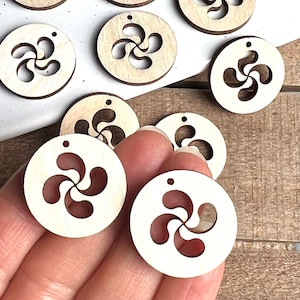 BULK (12pc to 100pc) Unfinished Wood Basque Lauburu Cross Cutout Dangle ...