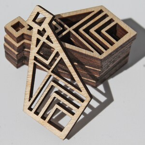 BULK (12pc to 100pc) Unfinished Wood Geometric Hollow Diamond Shape ...