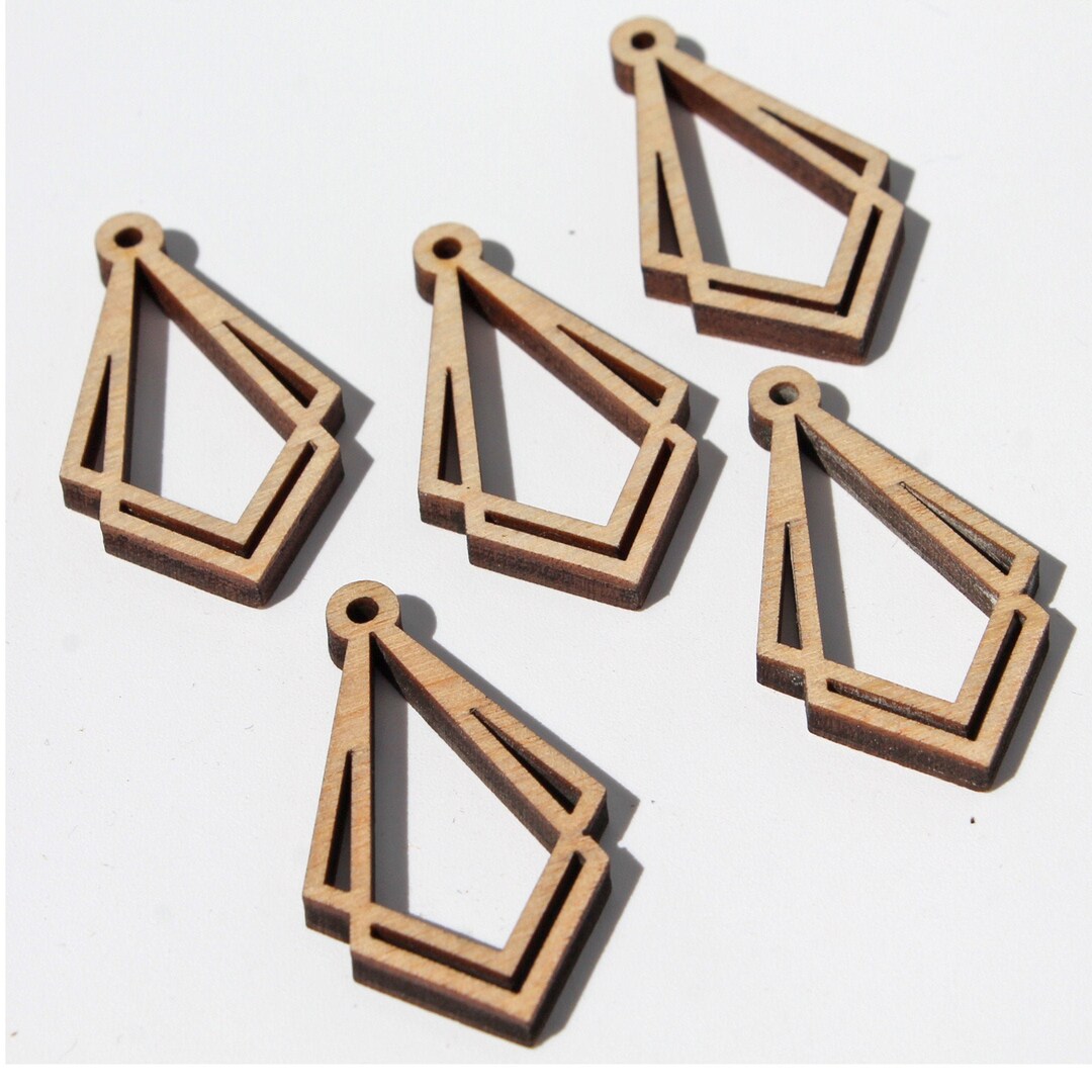 BULK (12pc to 100pc) Unfinished Wood Geometric Hollow Diamond Shape ...