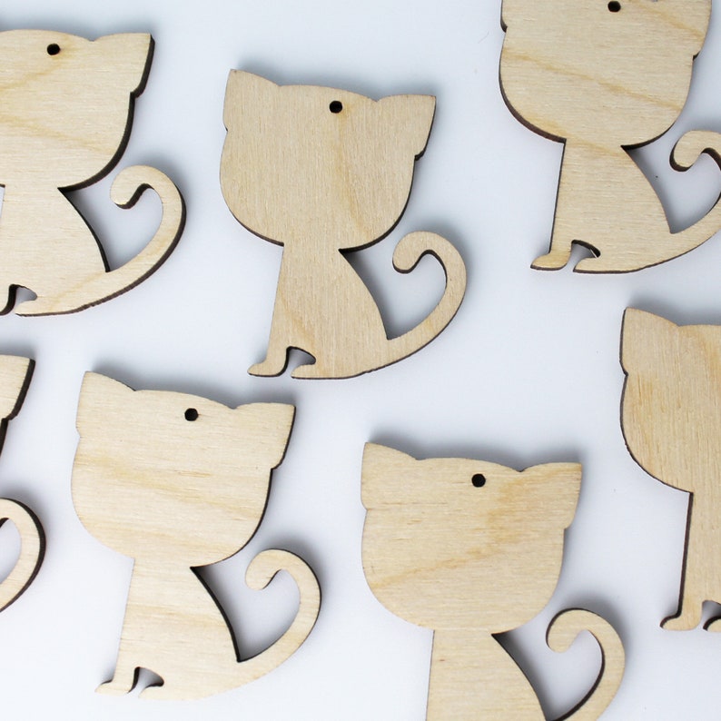 BULK 12pc to 100pc Unfinished Wood Cat Kitty Kitten Cutout | Etsy